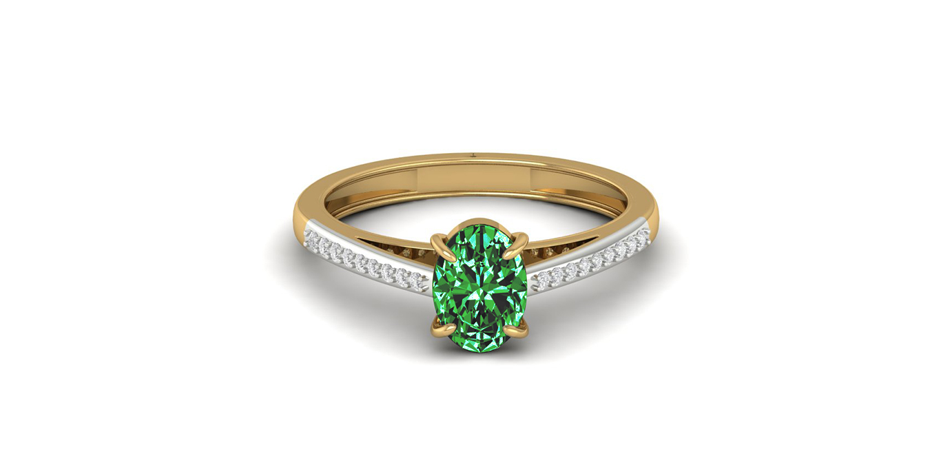 Green Stone Gold Ring - Dishis Designer Jewellery